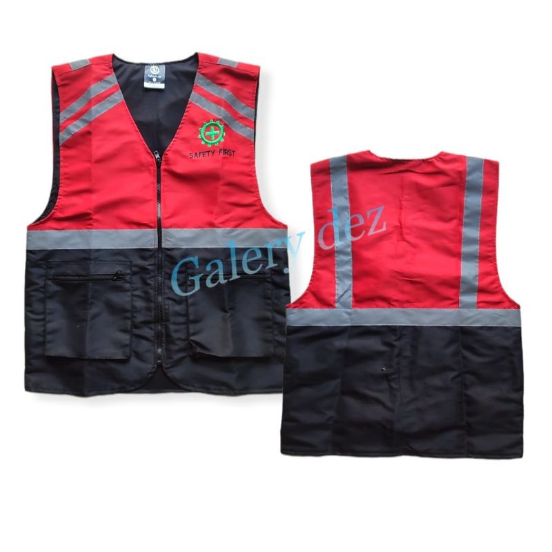 Jual Rompi safety first k3 kerja lapangan proyek merah hitam 002 ...