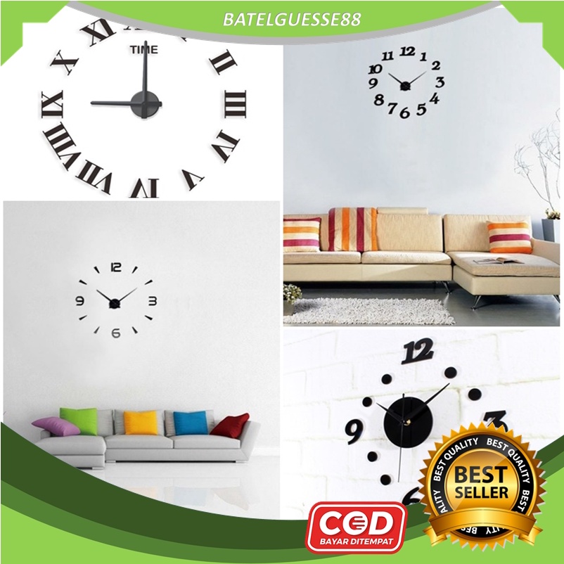Jual (B88)Jam Dinding Tempel DIY Analog 3D Giant Modern Clock / Jam ...