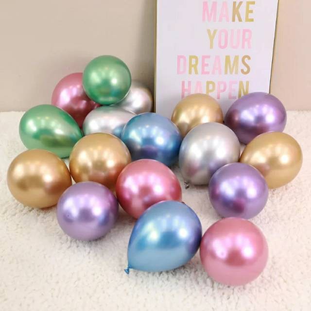 Jual Balon Latex Metalik Chrome / Balon Chrome 5inch (Isi10pcs ...