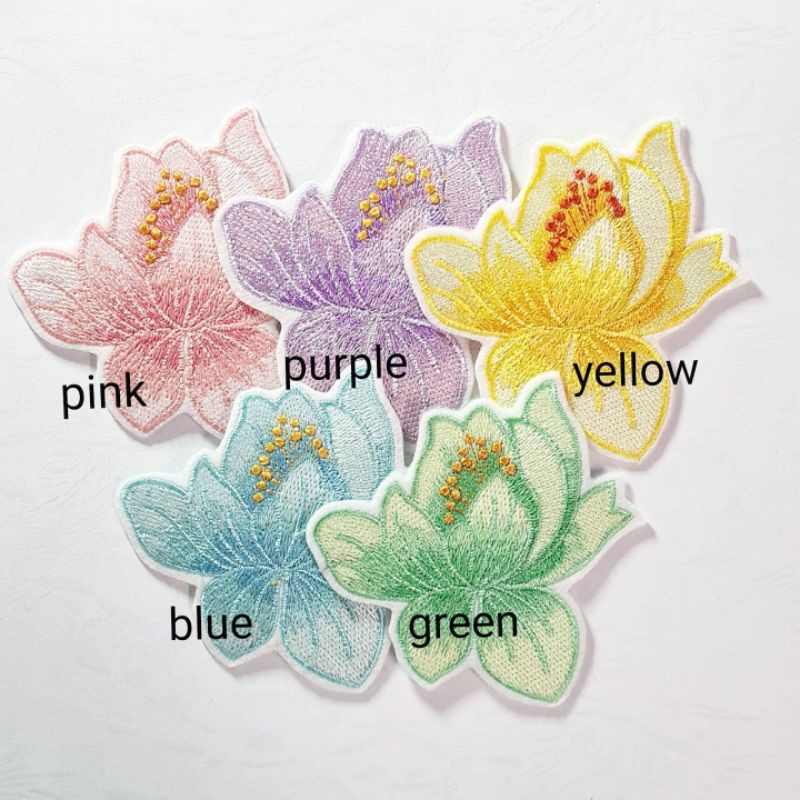 Jual patch bunga lotus, bordir bunga lotus, patch iron, patch setrika ...