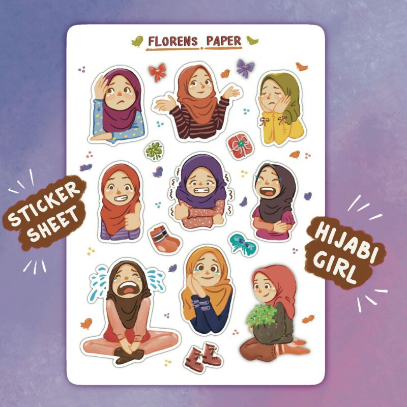 Jual Sticker Sheet Hijabi Girl/Muslimah/Islamic/Chibi/Emotion - Stiker ...