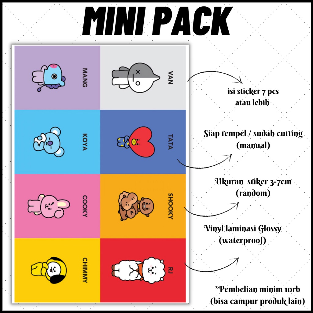 Jual [MINI PACK] STICKER KAWAII AESTHETIC BTS BT21 1 SERIES | STICKER TUMBLR | STICKER LAPTOP HP ...