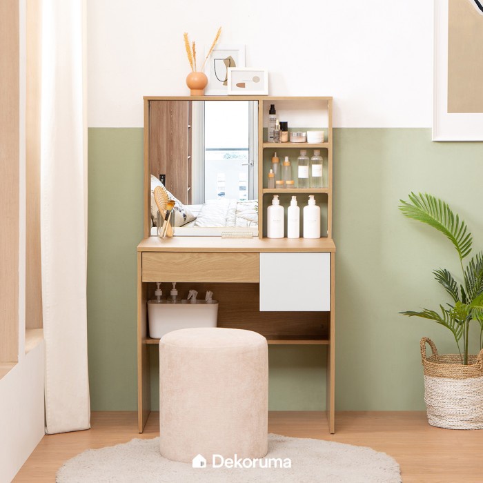 Jual Dekoruma KATO Meja Rias Minimalis dengan Kaca | Shopee Indonesia