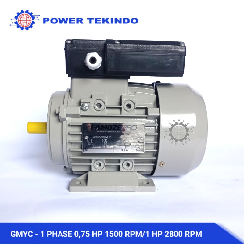 Jual Famoze Pro Dinamo 1 Phase 0,75 HP / 1 HP 1500 RPM / 2800 RPM Elektro Motor GMYC 3/4 PK ...