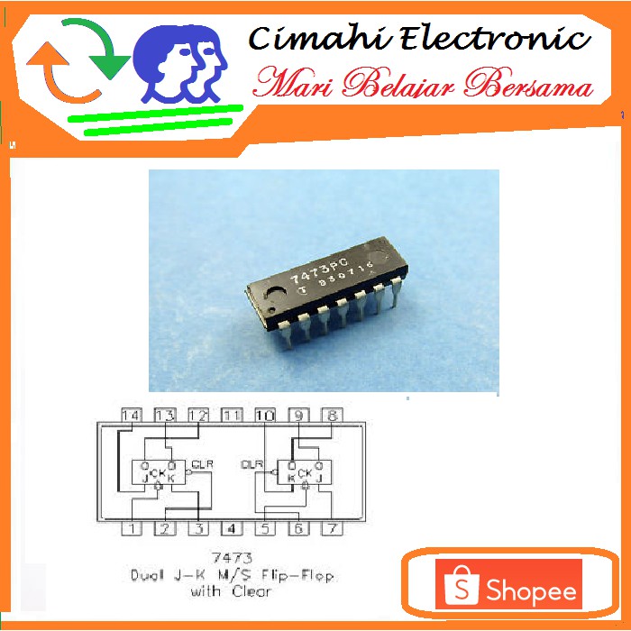 Jual IC TTL 7473 74LS73, Master - Slave J-K Flip - Flops with Complementary | Shopee Indonesia