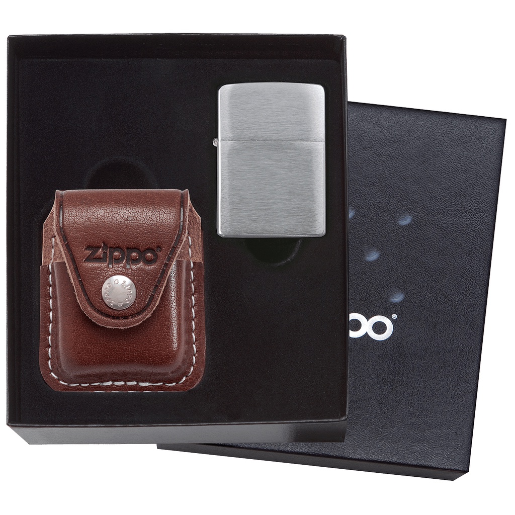 Jual Zippo Lighter Gift Set w/ Brown Leather Pouch LPGS-LPCB | Shopee ...