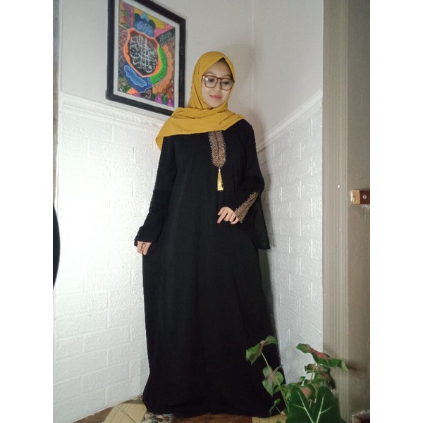 Jual ABAYABSABYAN REALPICT 100% BAHAN JETBLACK SAUDI | Shopee Indonesia