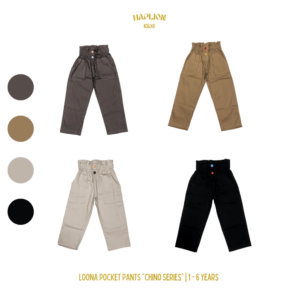 Jual Celana Panjang Anak Perempuan Hi Waist 1 - 6 Tahun Chinos Loona Pocket Pants Series ...