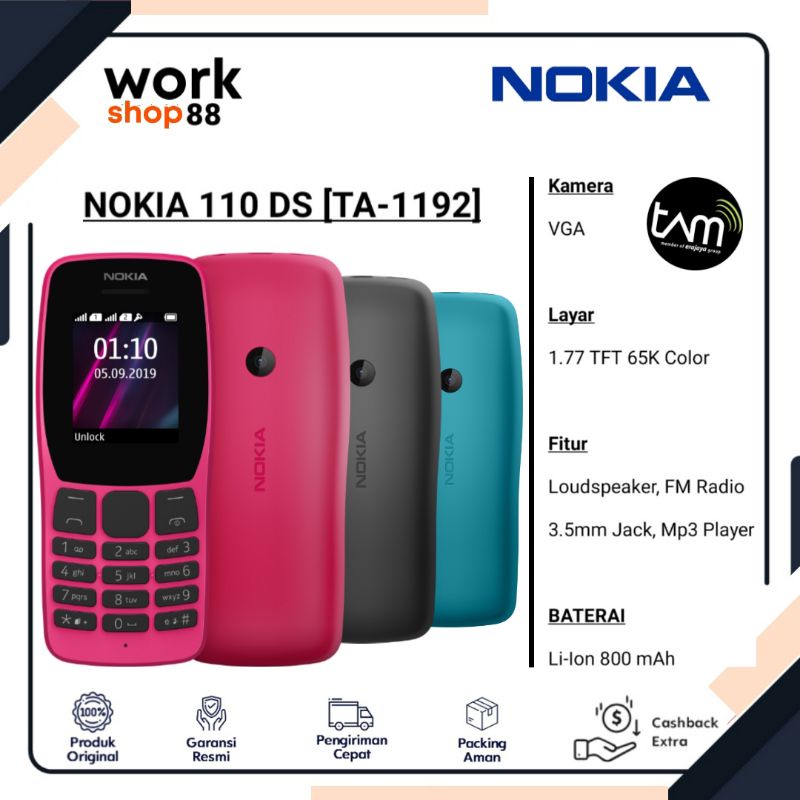 Jual HP Baru Nokia 110 Dual Sim TA-1192 - New TAM Garansi Resmi 1 Tahun ...