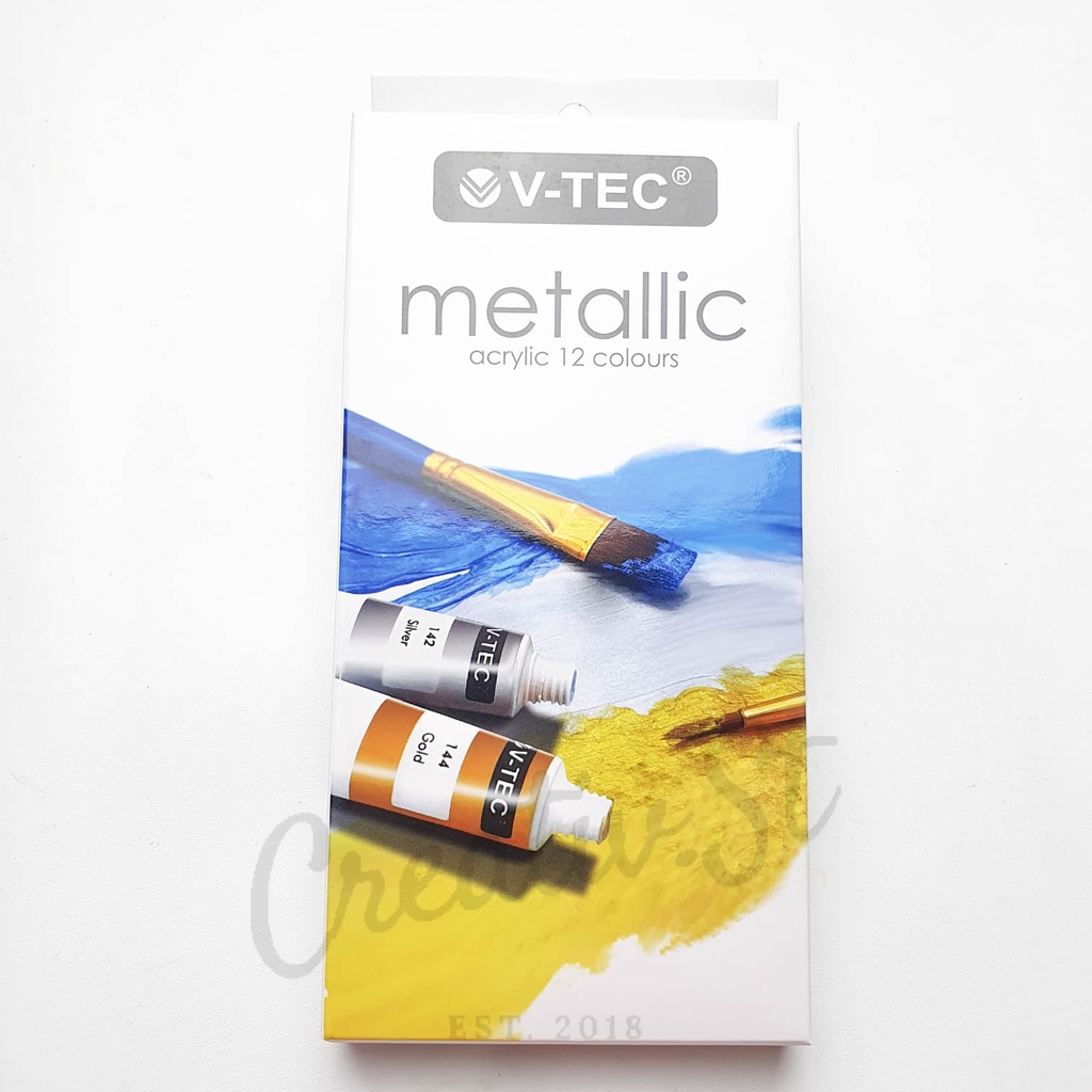 Jual V-tec Acrylic 12 Warna Cat Akrilik Vtec Set Paint 6 ml | Shopee ...