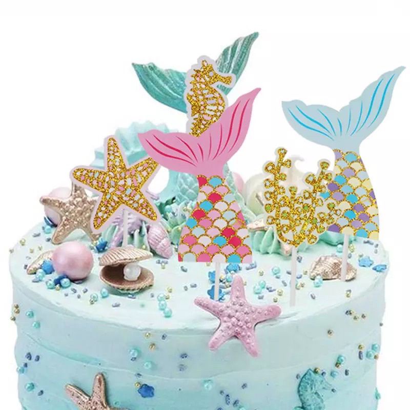 Jual Cake Topper / Topper Kue HBD / Happy Birthday Mermaid Set | Shopee ...