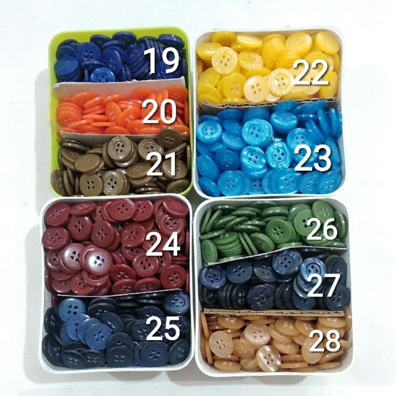 Jual Kancing Safari 15mm , 1.5 cm isi 144pcs / kancing baju 4 lobang ...