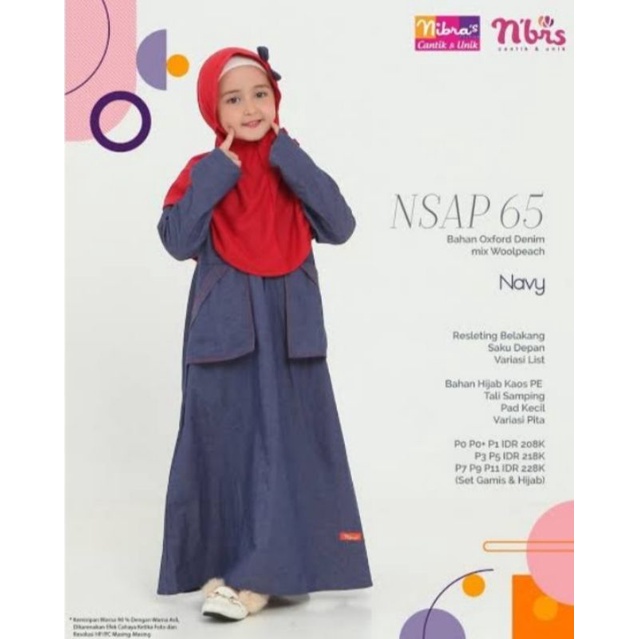 Jual GAMIS ANAK NIBRAS NSA 65 NAVY BUSANA MUSLIM GAMIS ANAK NIBRAS ...