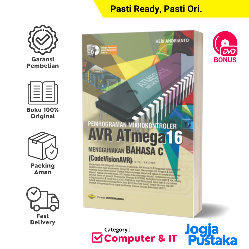 Jual Buku Pemrograman Mikrokontroler AVR Atmega16 Menggunakan Bahasa C (Revisi Kedua) + DVD ...