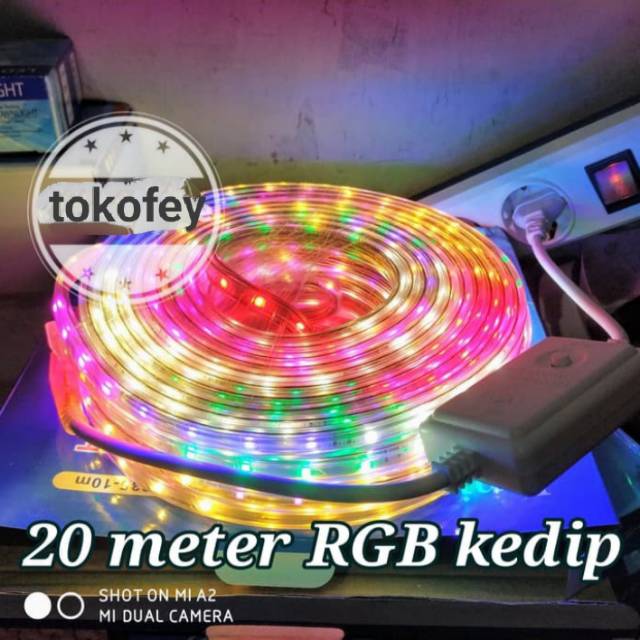Jual Lampu led strip Lampu selang RGB warna warni kedip kedip 20 m | Shopee Indonesia