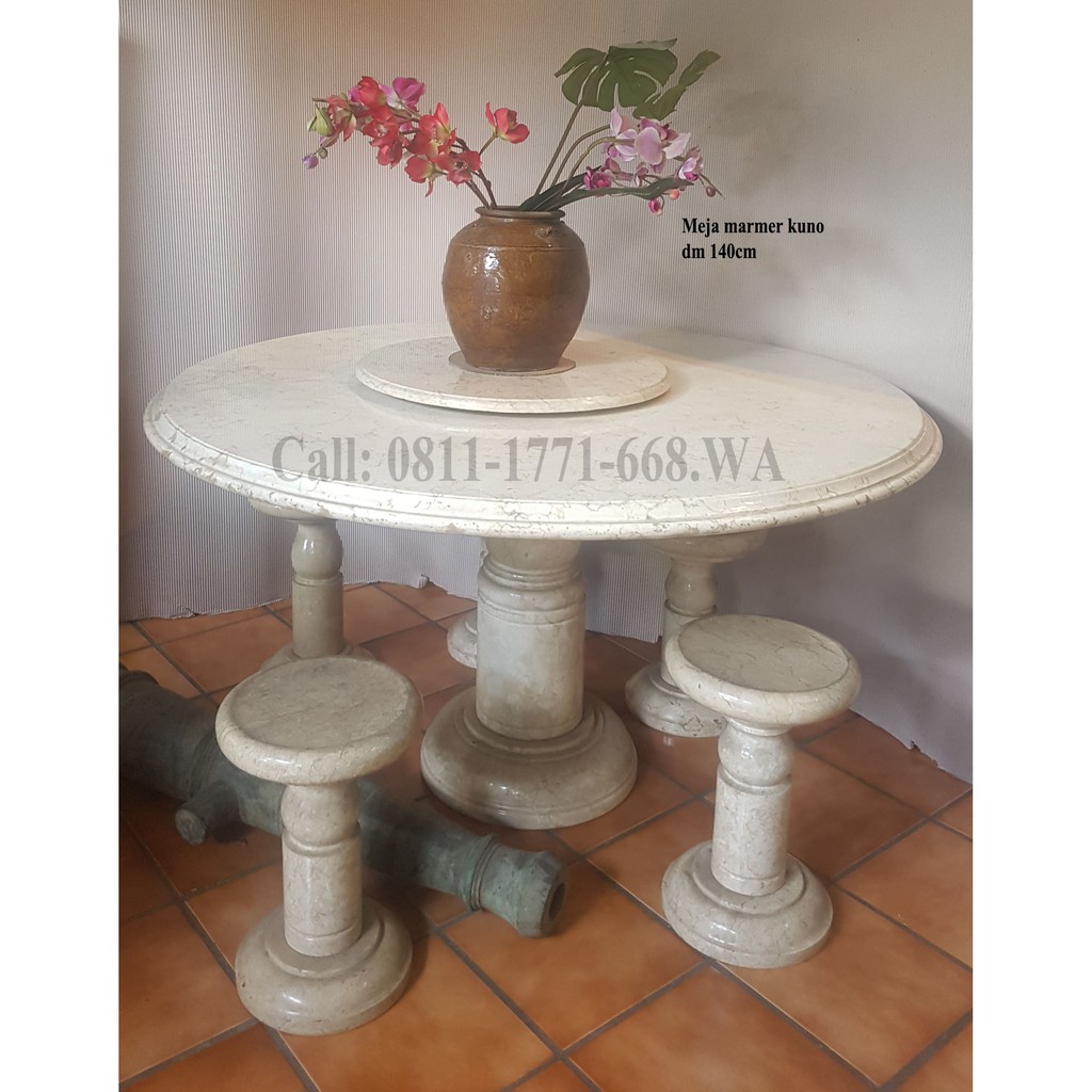 Jual Meja marmer kuno lengkap dengan stool marmer 4pc | Shopee Indonesia