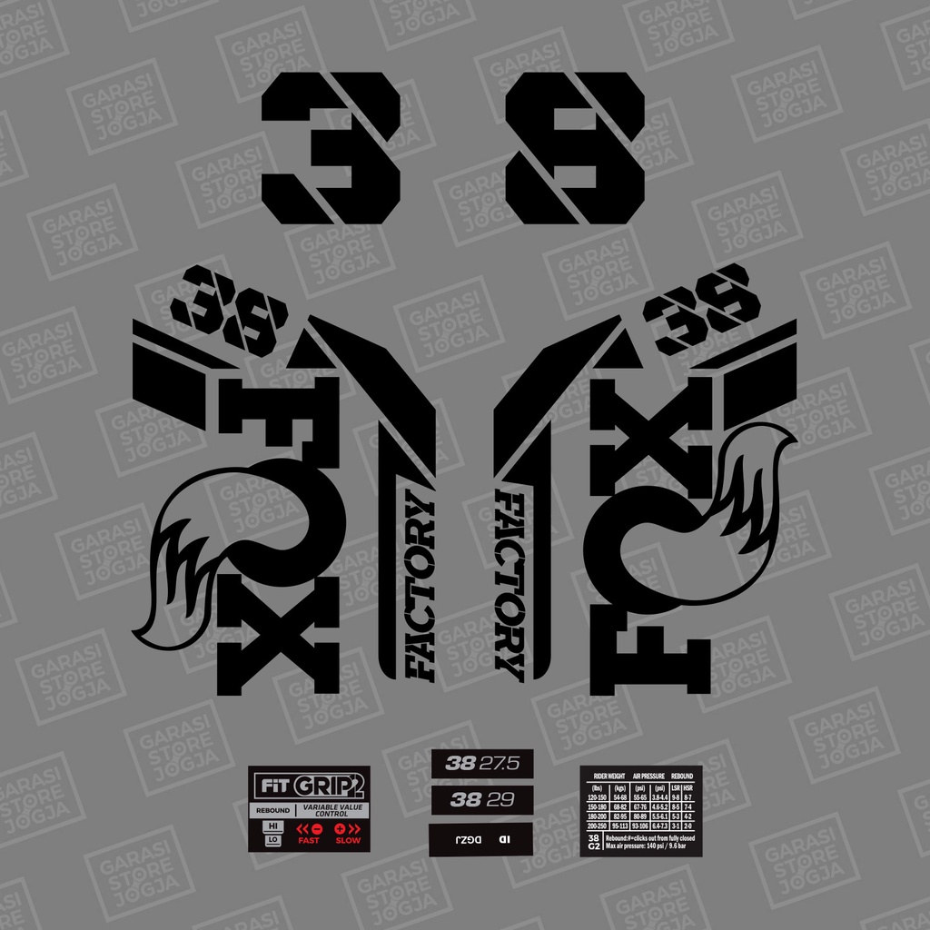 Jual Decal Stiker Fox Factory 38 Black on Black | Shopee Indonesia