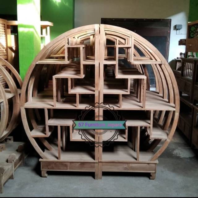 Jual Rak Pajangan/Penyekat Ruangan/Rak Hias Model Bunder Antik dan ...