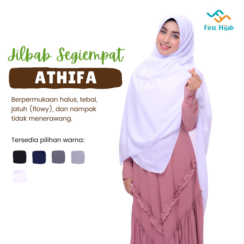 Jual Kerudung Segi Empat Syari Premium Polos 130x130 Bahan Wolfis Model Neci Athifa Putih ...