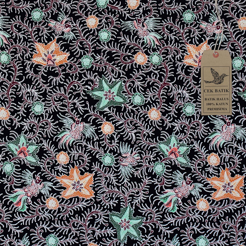 Jual Kain Batik - Motif Bunga Bintang dan Burung Unik (Hitam) | Shopee ...