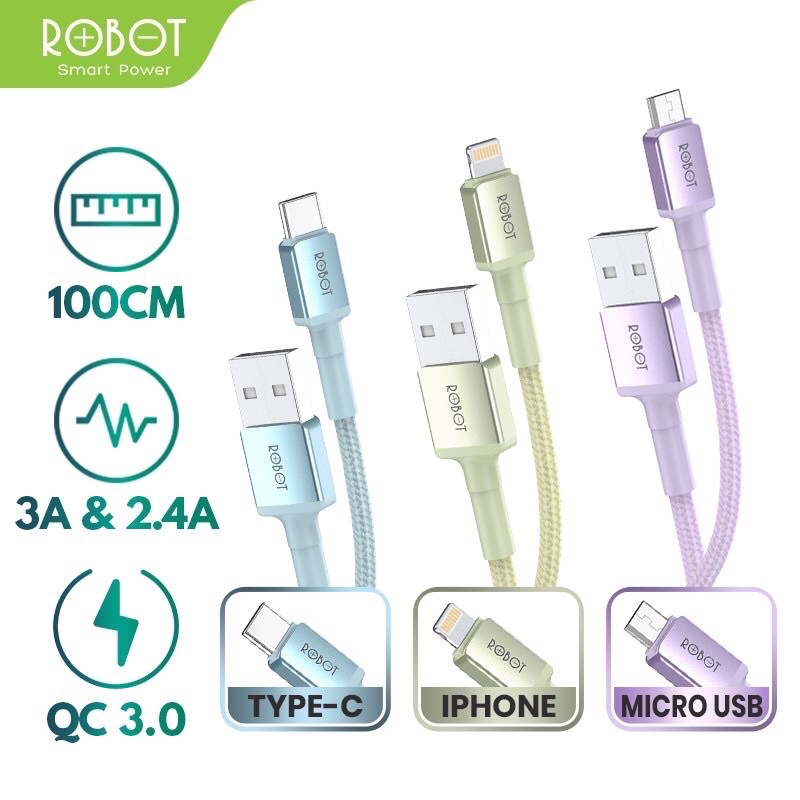 Jual ROBOT Kabel Data Android TYPE-C / LIGHTNING IPHONE / MICRO Data ...