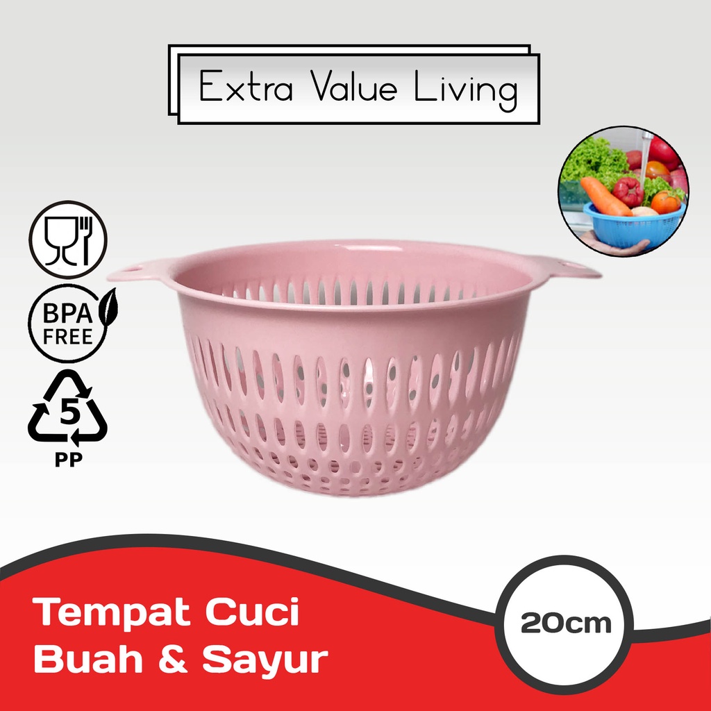 Jual YOSHIKAWA Bakul / Wakul Plastik 20 CM Wadah Pencuci Buah & sayur ...