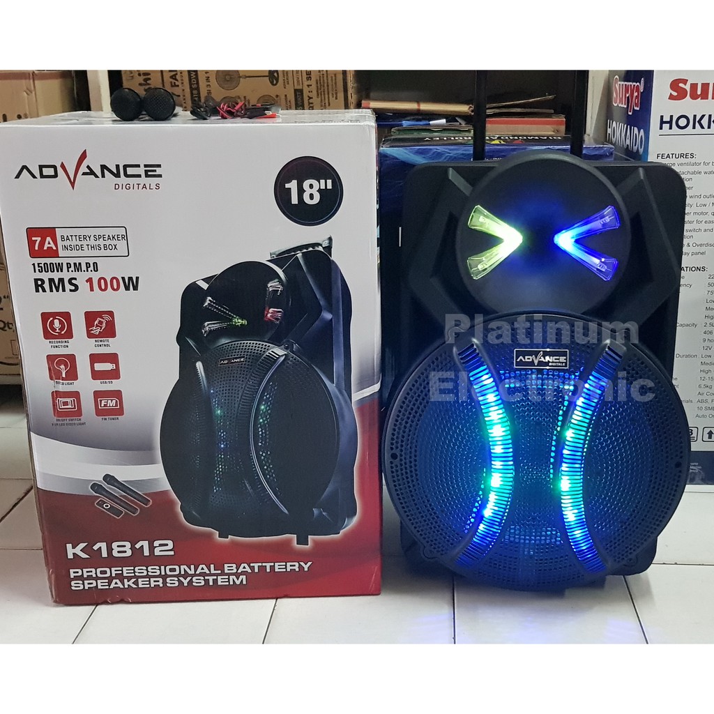 Jual Speaker Aktif Portable 18" ADVANCE K1812 + 2 Mic Wireless Karaoke Meeting Sound 18 inch ...
