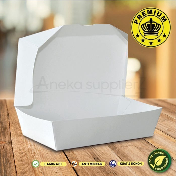 Jual Lunch Box Paper Kemasan Kotak Makanan Kertas - Besar L (50 pcs ...