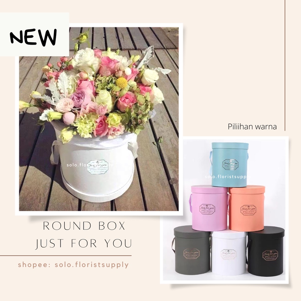 Jual 29cm, 27cm, 25cm ROUND BOX JUST FOR YOU Box with GLITER COVER ...