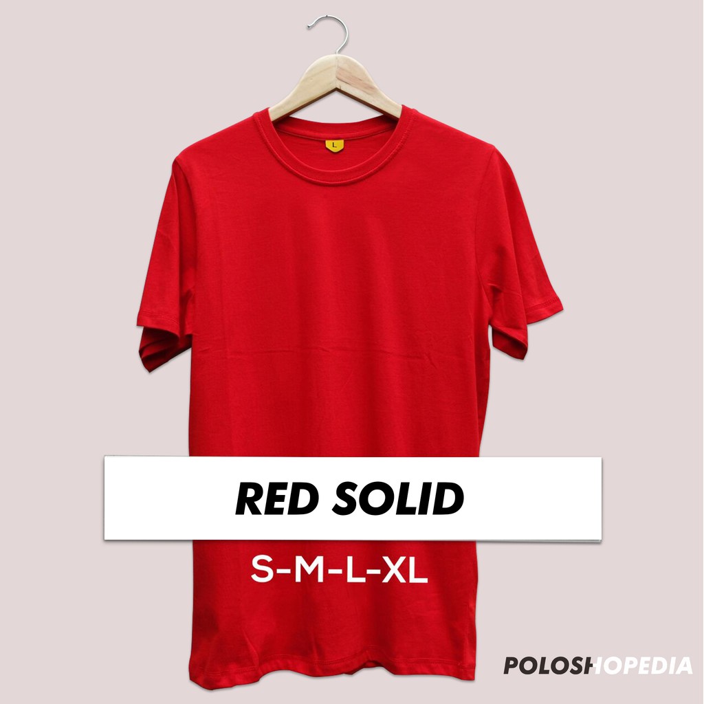 Jual KAOS POLOS LENGAN PENDEK WARNA MERAH SOLID PRIA WANITA COTTON ...