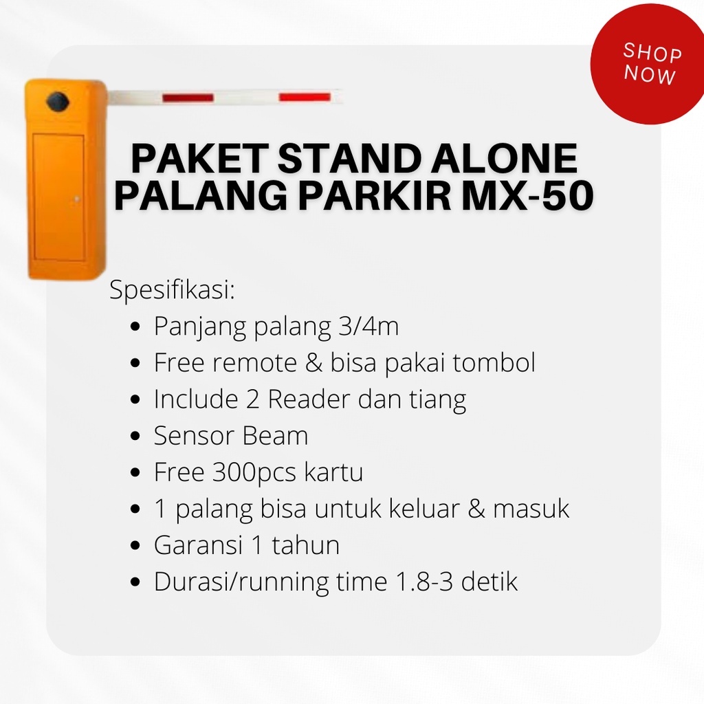 Jual Paket Palang Parkir Otomatis Stand Alone  Barrier Gate Mx-50 