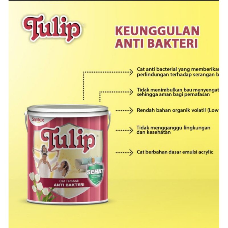 Jual Cat Tembok Tulip Paint Sanlex Anti Bakteri Bacterial Interior 18 ...