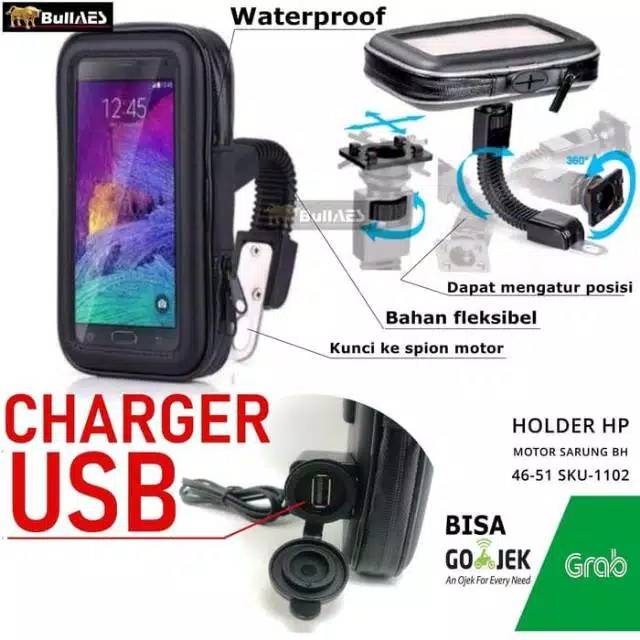 Jual Holder HP waterproof plus charger usb I sarung hp dan charger ...