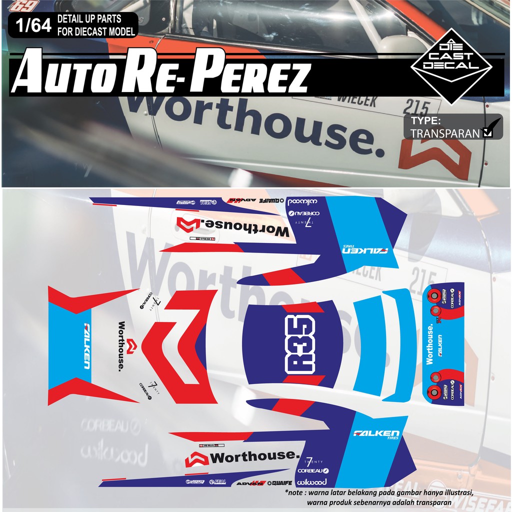 Jual [TRANSPARAN]Decal HotWheels Autoreperez Racing Livery Worthouse ...