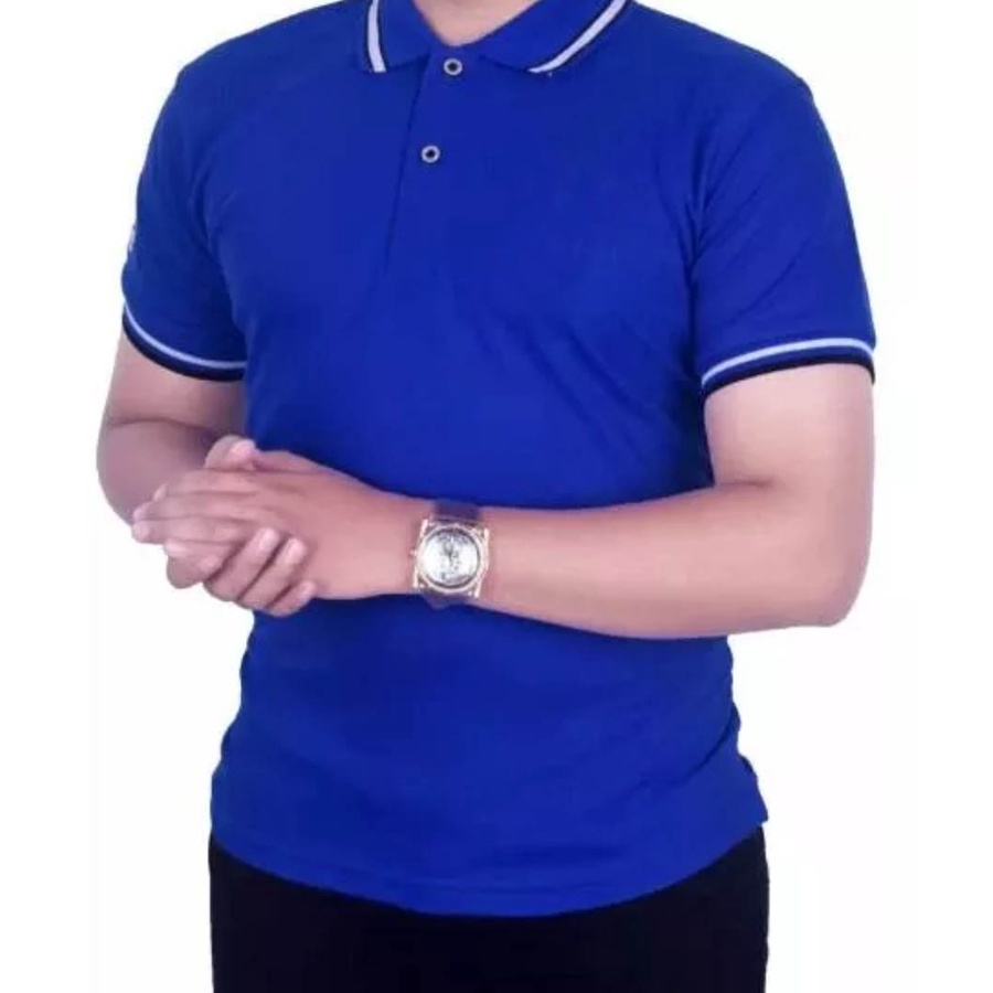 Jual POLO SHIRT BIRU ELEKTRIK kaos Kerah POLOS | Shopee Indonesia