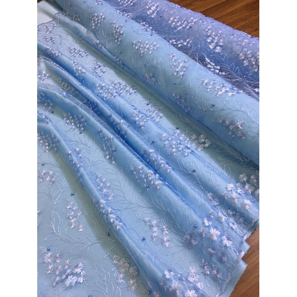 Jual Kain Bahan Kebaya Tile Mutiara Charlotte Warna Baby Blue Biru Muda ...