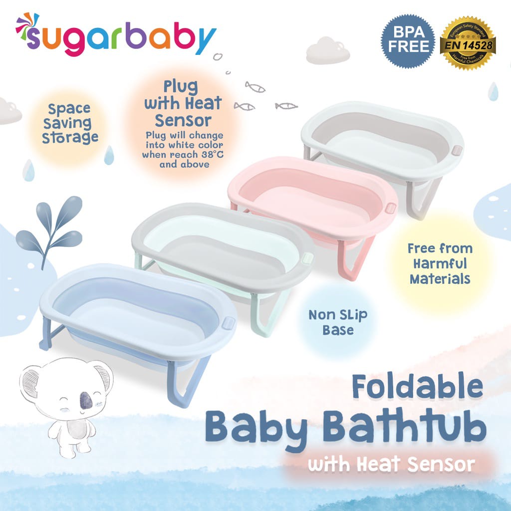 Jual Sugar Baby Foldable Baby Bathtub with Heat Sensor F76 Bak Mandi ...