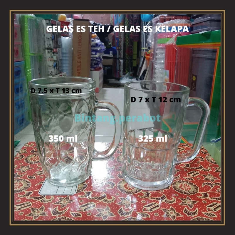 Jual Gelas Gagang Kaca Motif Jempol / Gelas Bir / Gelas Air Minum Kaca ...