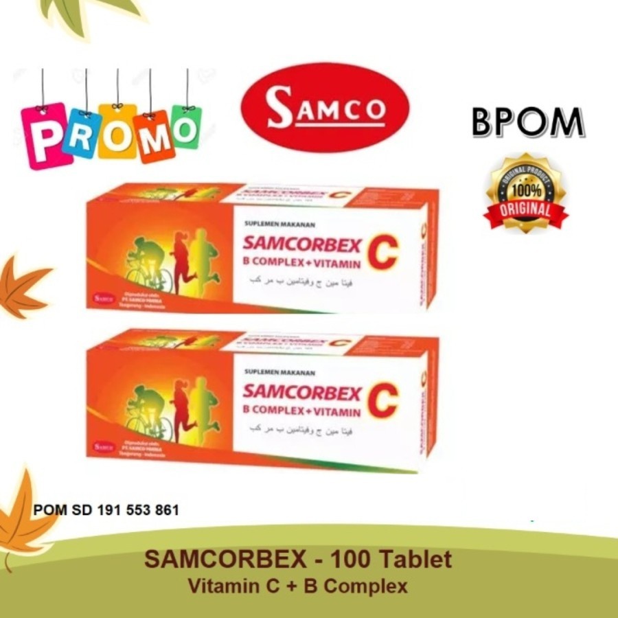 Jual Samcorbex Vitamin C 500 mg Box 100 Kaplet Vitamin C + B Complex ...