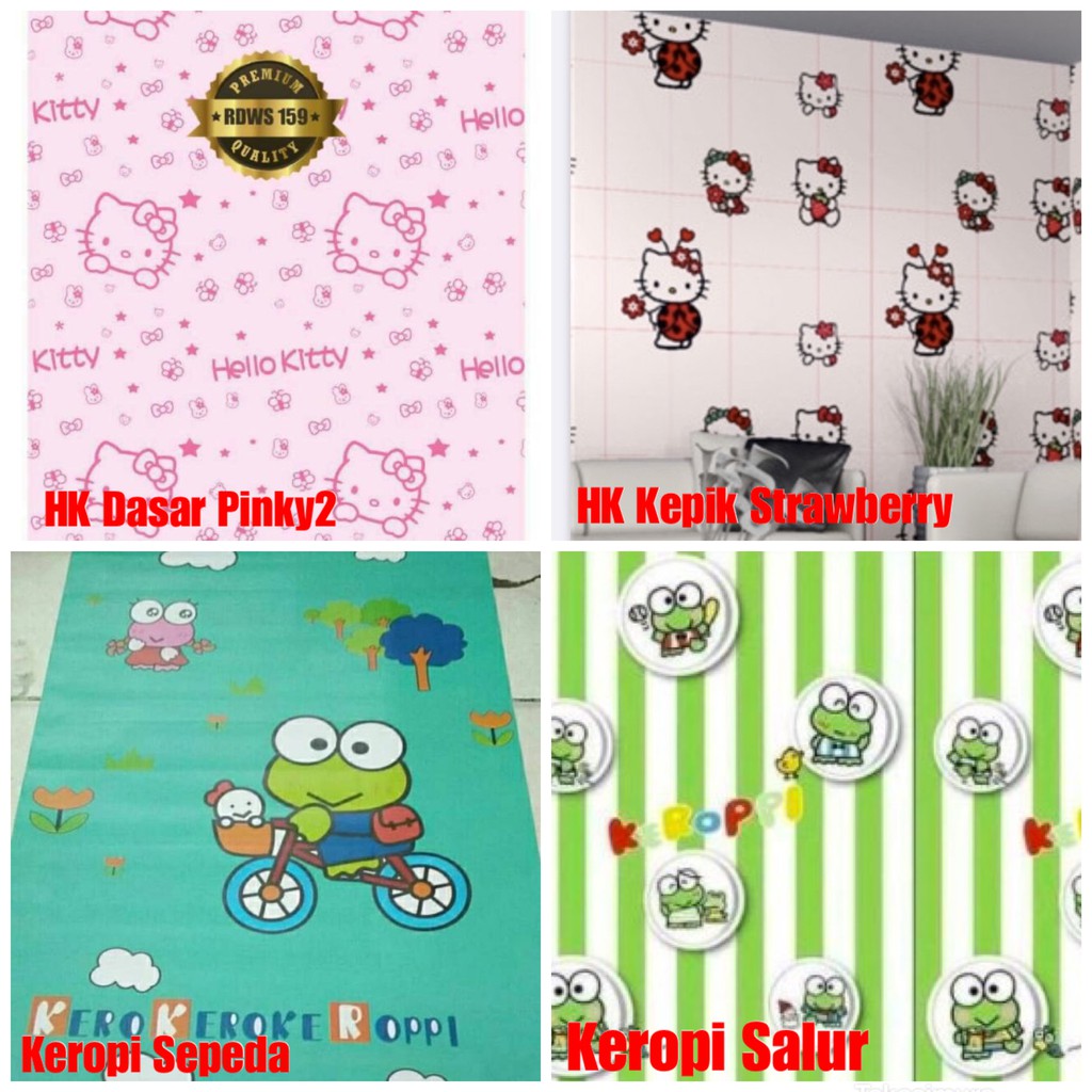 Jual Wallpaper dinding Kuromi Helo Kity Keropi Mickey Kuromi 45 cm x 10 m doraemon hello kitty ...