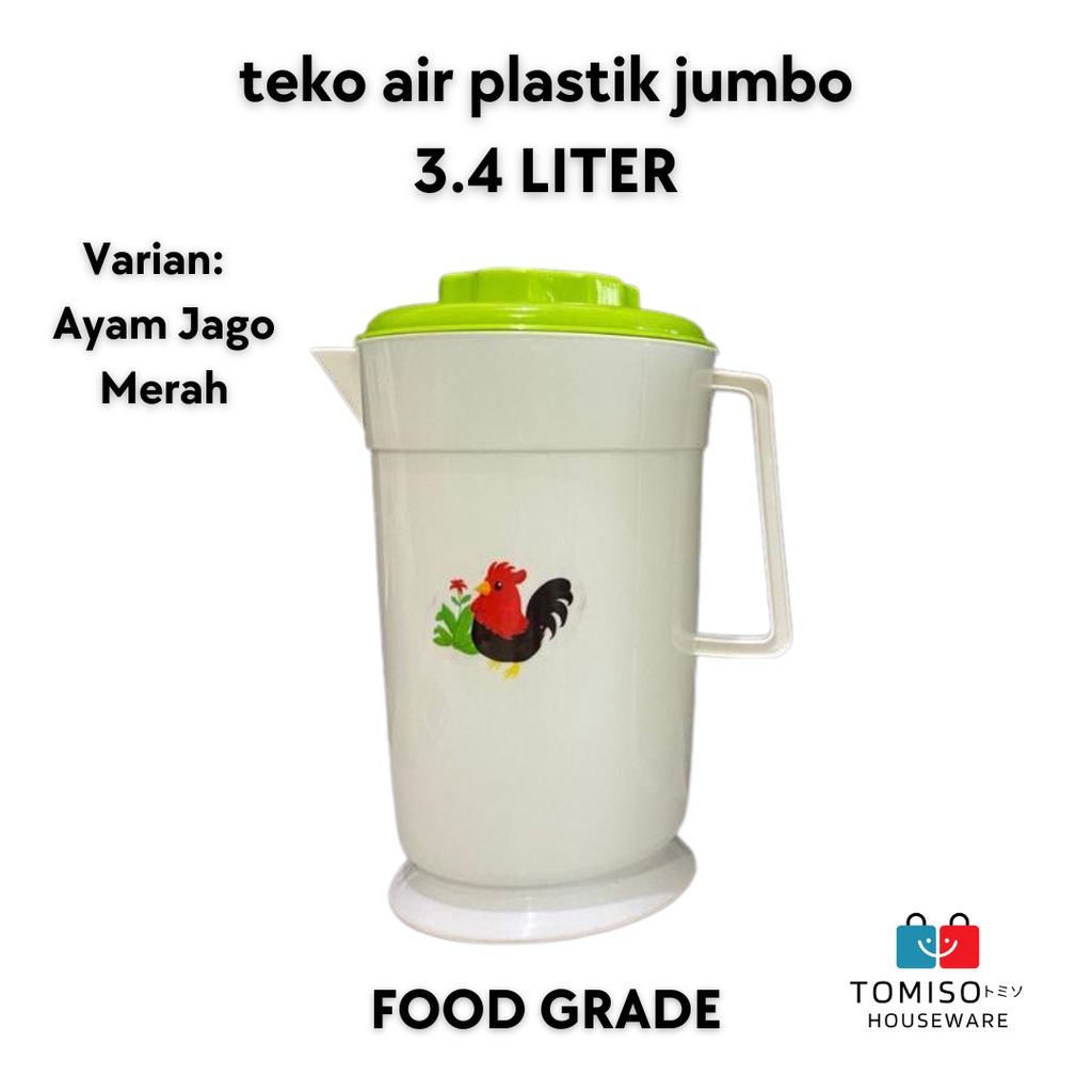 Jual Teko Air Plastik Jumbo motif Ayam Jago Eskan Plastik Putih 3.4 LITER Water Jug Pitcher ...