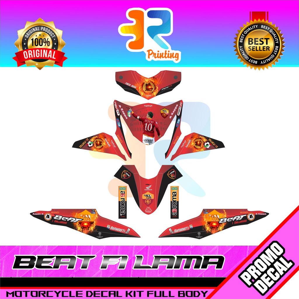Jual STIKER DECAL STRIPING MOTOR BEAT FI LAMA AS ROMA STICKER LOGO ...
