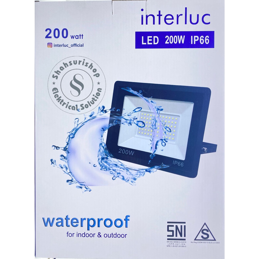Jual INTERLUC FLOOD LIGHT 200W 200 WATT LAMPU SOROT MURAH TERANG BERGARANSI | Shopee Indonesia