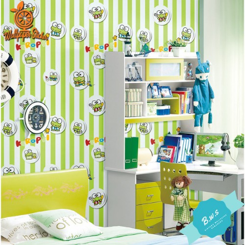 Jual Wallpaper Sticker Dinding Karakter Anak Keropi Salur Hijau//10m x 45cm | Shopee Indonesia