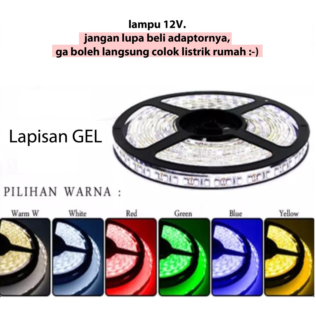 Jual lampu LED strip pita flexible smd 3528 / 2835 ip44 12v 12 volt 5 ...