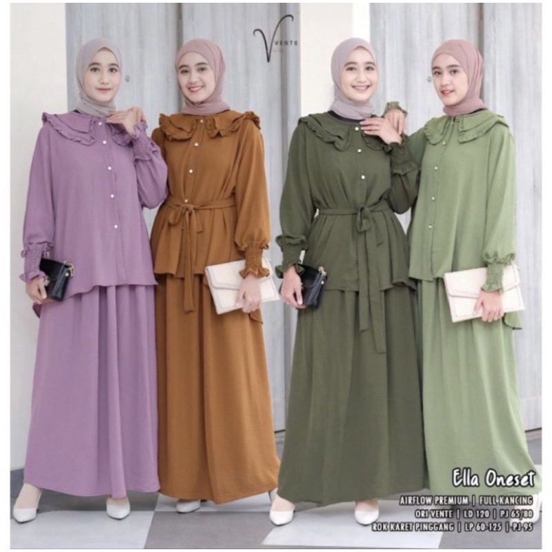 Jual ELLA Set Rok Crinkle Airflow - Setelan polos Crinkle Airflow / One ...