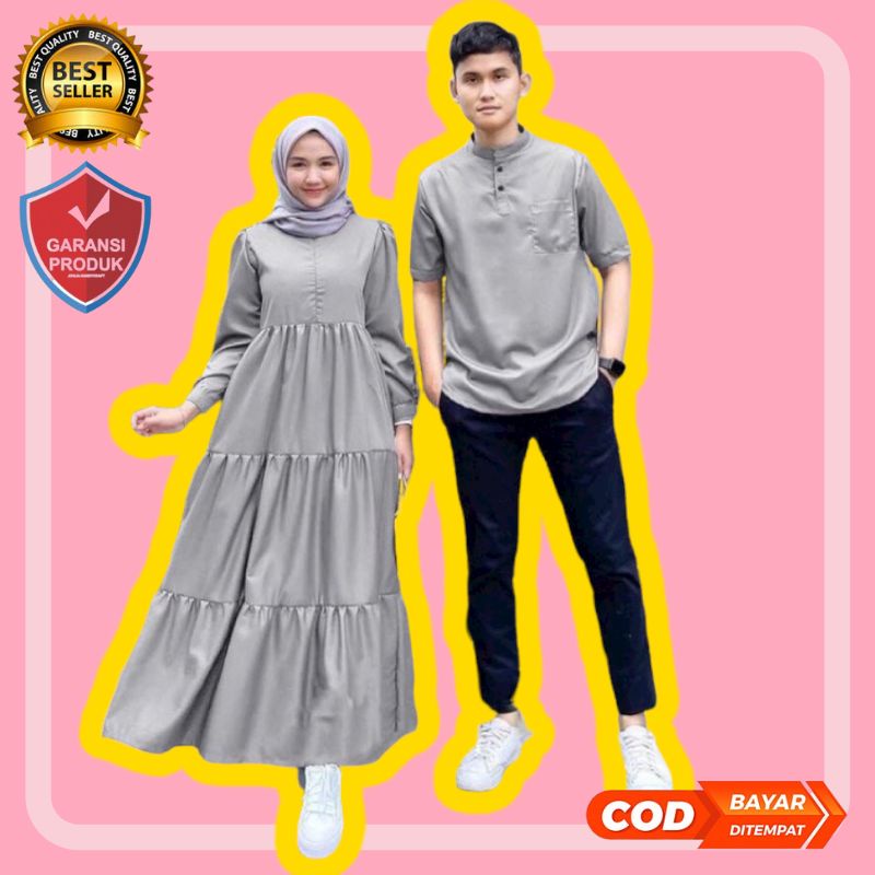 Jual baju couple pasangan set gamis couple keluarga kapelan suami istri ...