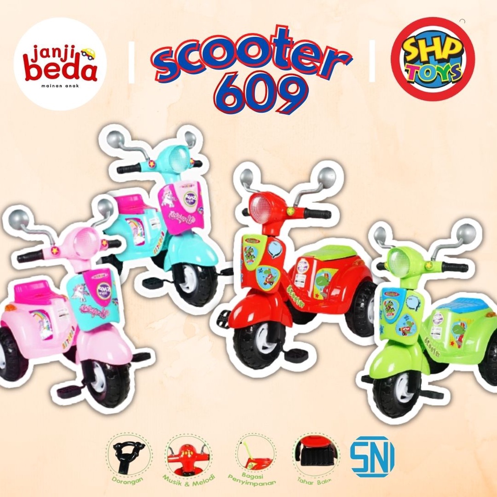 Jual Scooter 609 SHP TOYS Mainan skuter anak Dorong Sepeda Roda Tiga ...