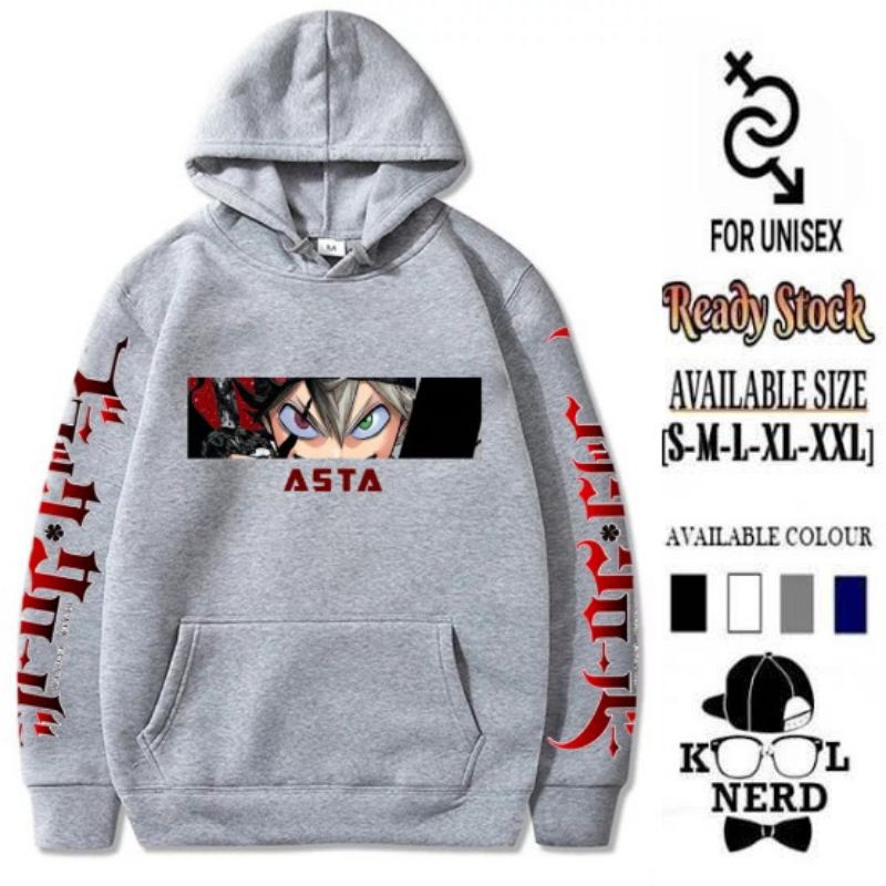 Jual ASTA BLACK CLOVER ANIME HOODIE PRIA MANGA JEPANG SEMANGGI HITAM ...