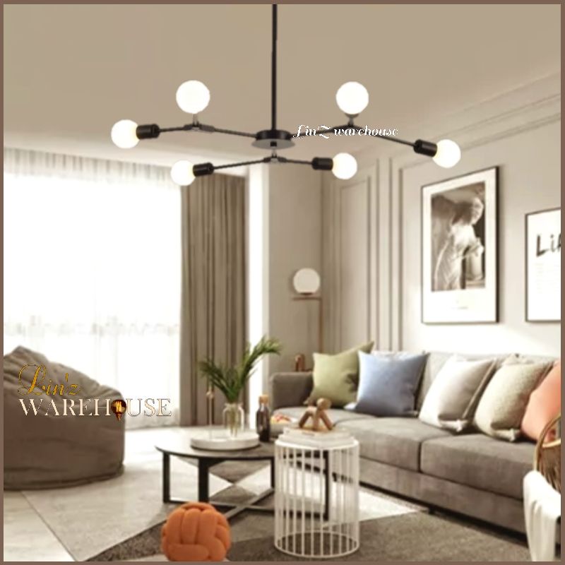 Jual Lampu gantung SIMPLE MINIMALIST 6 ARMS ADJUSTABLE BLACK pendant ...